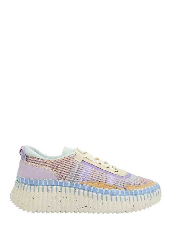 Chloé Nama Panelled Knitted Sneakers - Lilac