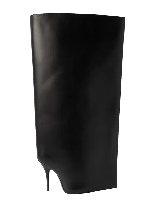 Balenciaga Wader Leather Knee High Boots - Black