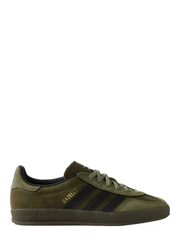 Adidas Originals Gazelle Indoor Leather-trimmed Sneakers - Green