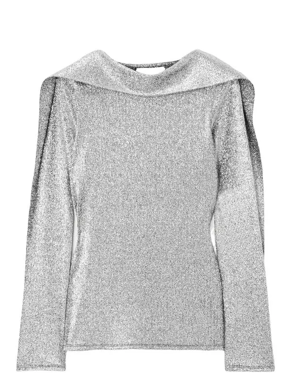 LIBEROWE Roberta Scarf-detailed Metallic Knitted Top - Silver