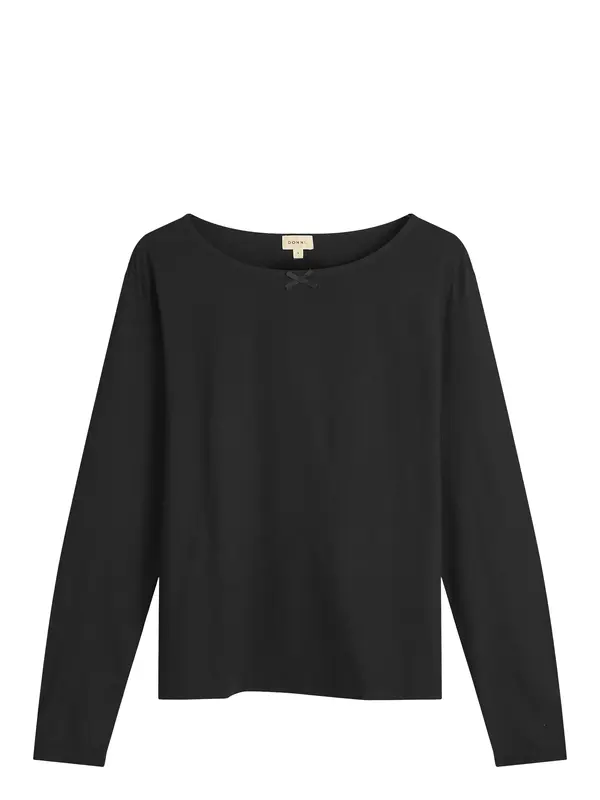 Donni. Jersey Bow Long Sleeve Top - Jet