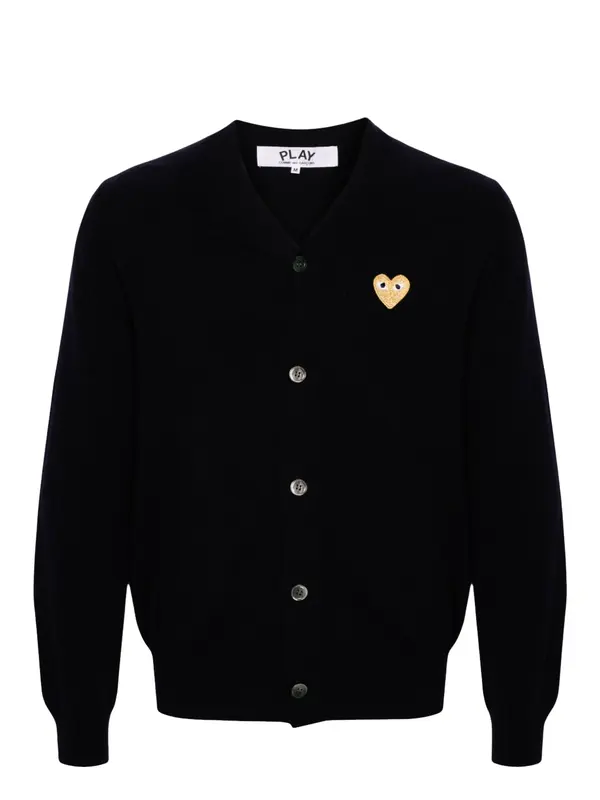 Play Comme Des Garcon V-neck Wool Cardigan - Blue