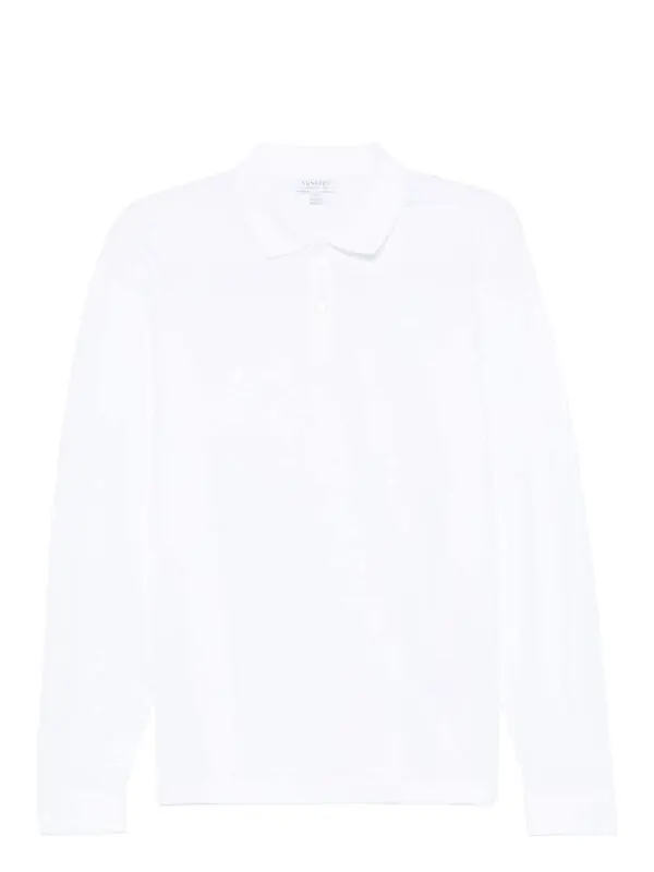 Sunspel Longsleeved Piqué Polo Shirt - White