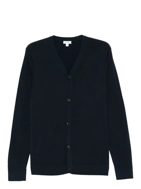 Sunspel Merino Wool Cardigan - Blue