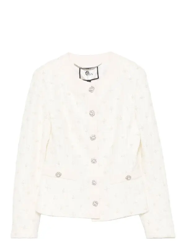 NISSA Embroidered Jacquard Jacket - White