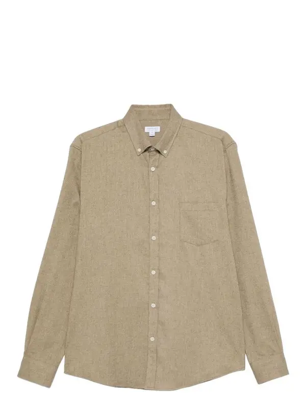 Sunspel Flannel Button-up Shirt - Neutrals