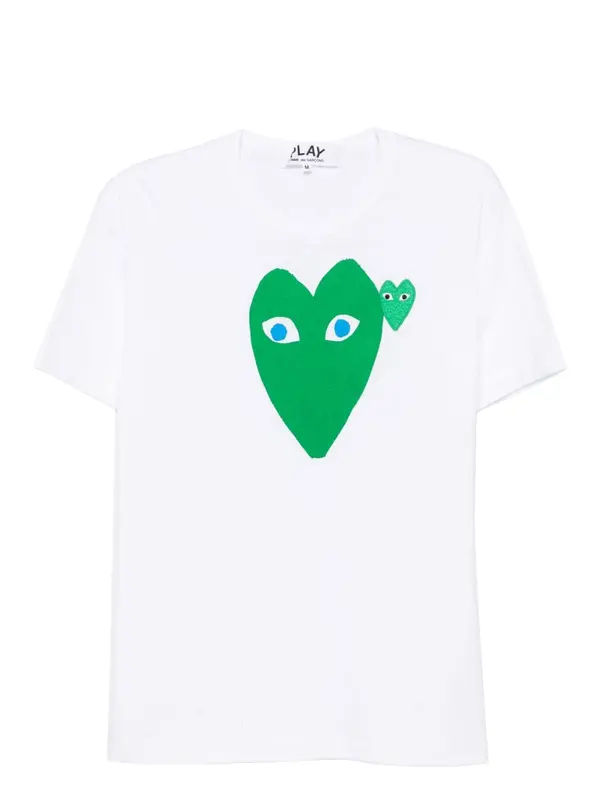 Play Comme Des Garcon Heart-print T-shirt - White