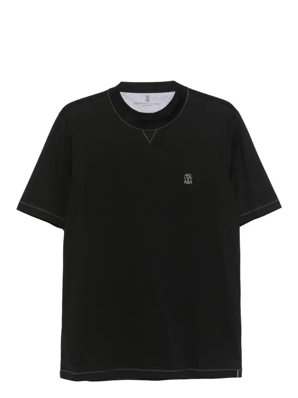 Brunello Cucinelli Embroidered-logo T-shirt - Black
