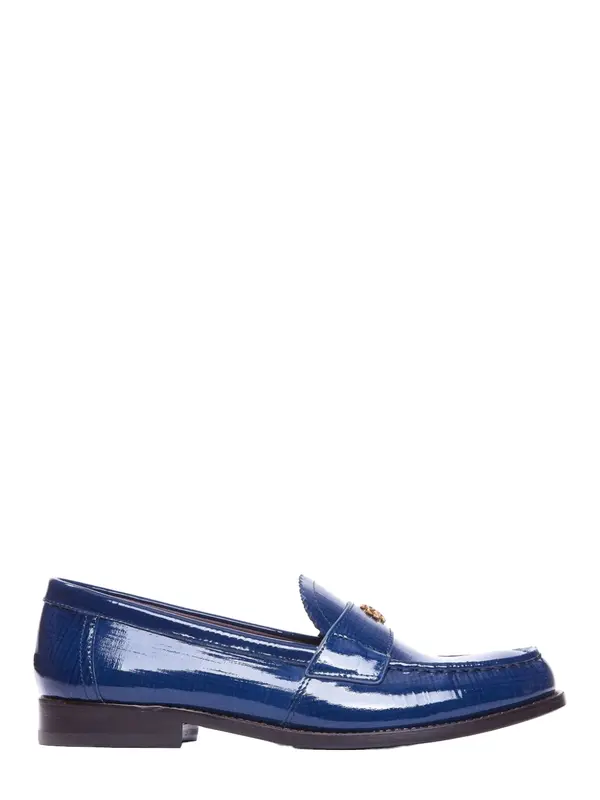 Tory Burch Logo-plaque Leather Loafers - Blue
