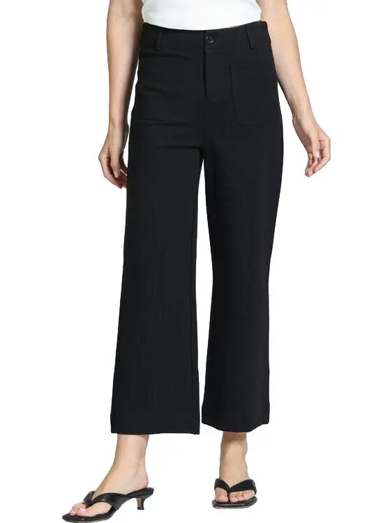 APNY Ponte Wide Leg Crop Trousers - Black