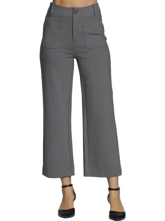 APNY Ponte Wide Leg Crop Trousers - Pebble