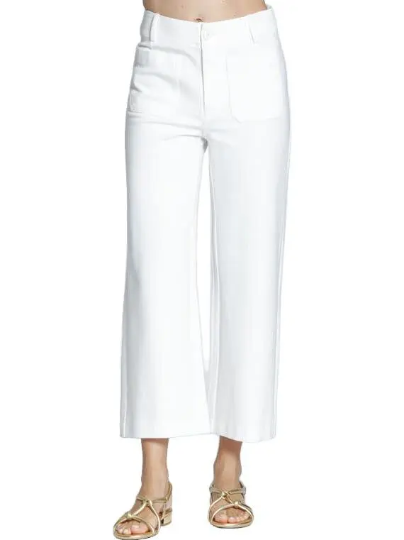 APNY Ponte Wide Leg Crop Trousers - White