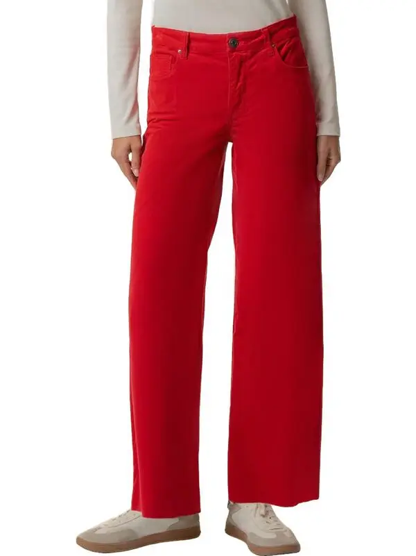 Kut From The Kloth Meg Fab Ab High Waist Wide Leg Corduroy Pants - Ruby Red