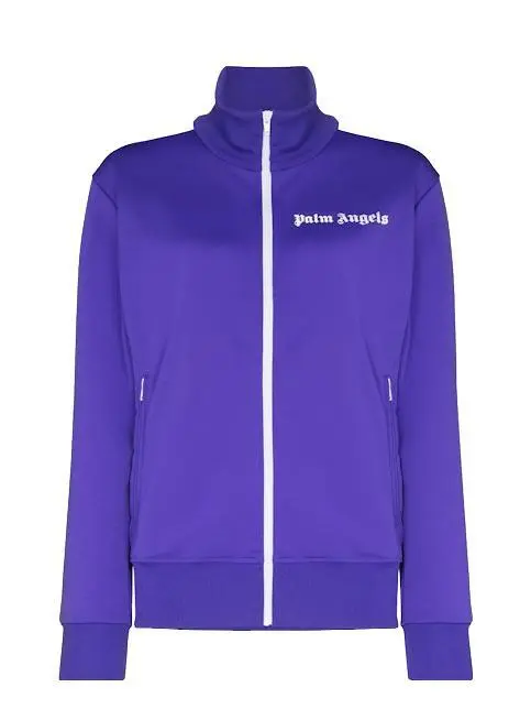 Palm Angels Logo Print Zip Up Track Jacket - Purple