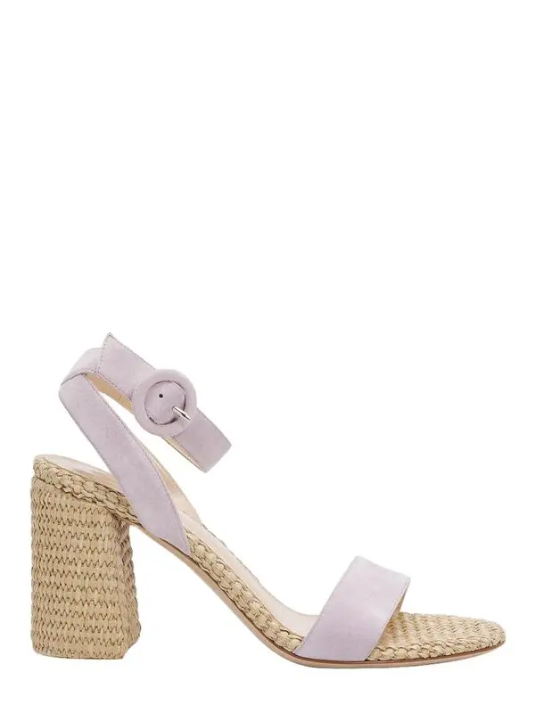 GIANVITO ROSSI Suede Raffia Sandals - Lilac