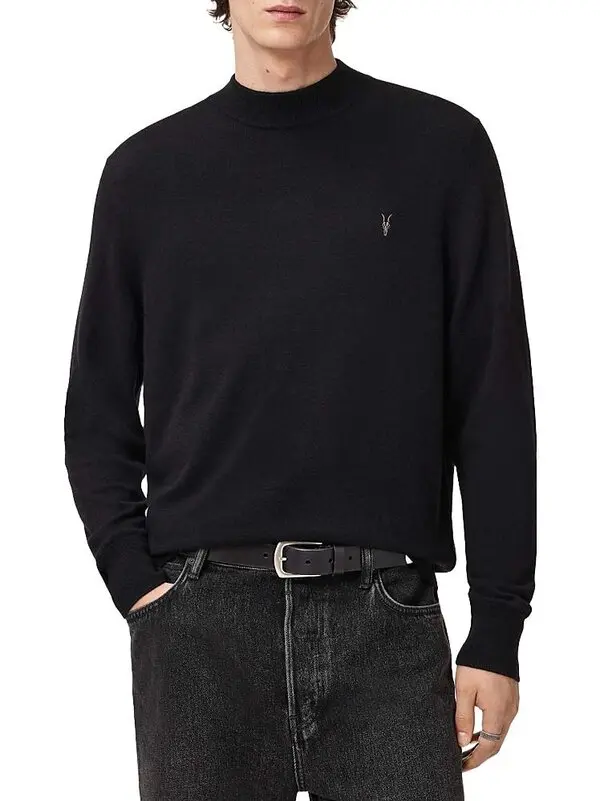 ALLSAINTS Kilburn Wool & Nylon Regular Fit Mock Neck Sweater - Black
