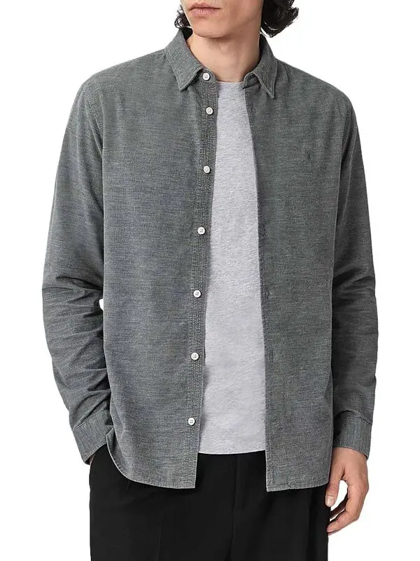 ALLSAINTS Lorella Relaxed Fit Textured Shirt - Light Grey