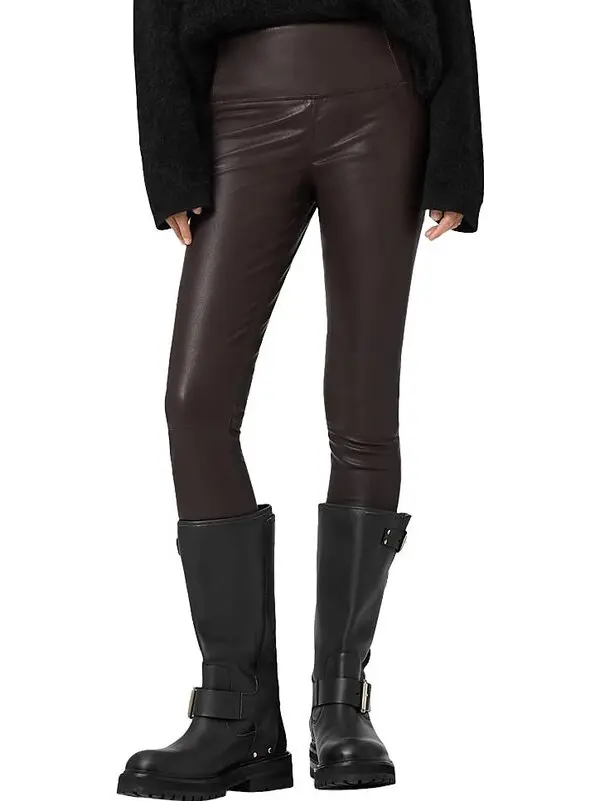 ALLSAINTS Cora Leather Leggings - Bitter Brown