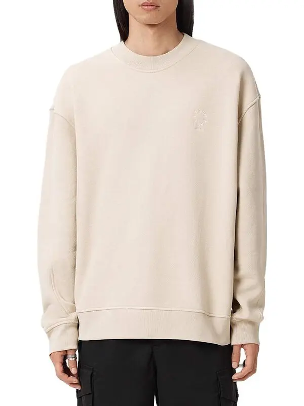 ALLSAINTS Haven Embroidered Logo Oversized Sweatshirt - Feather Taupe