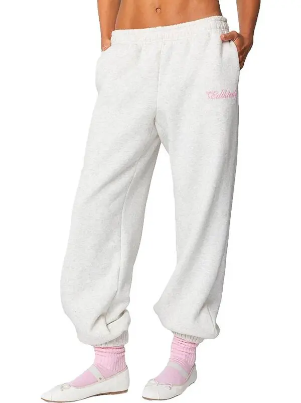 EDIKTED Sasha Bow Detail Sweatpants - Gray Melange