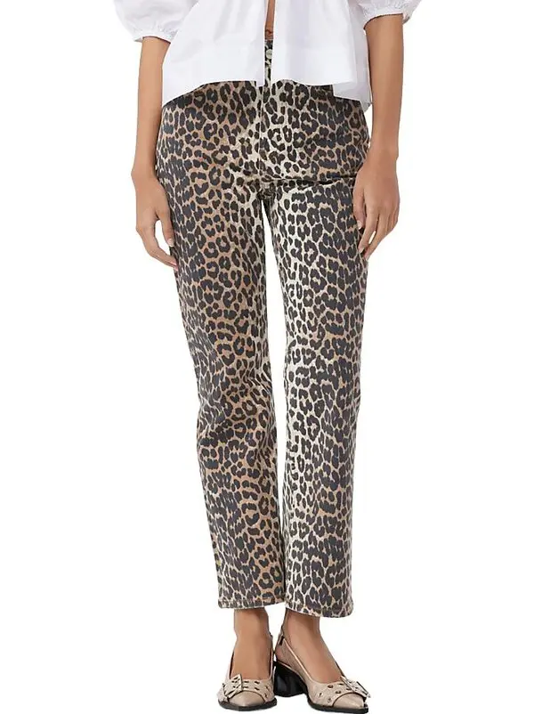 GANNI Print Cropped Jeans - Leopard