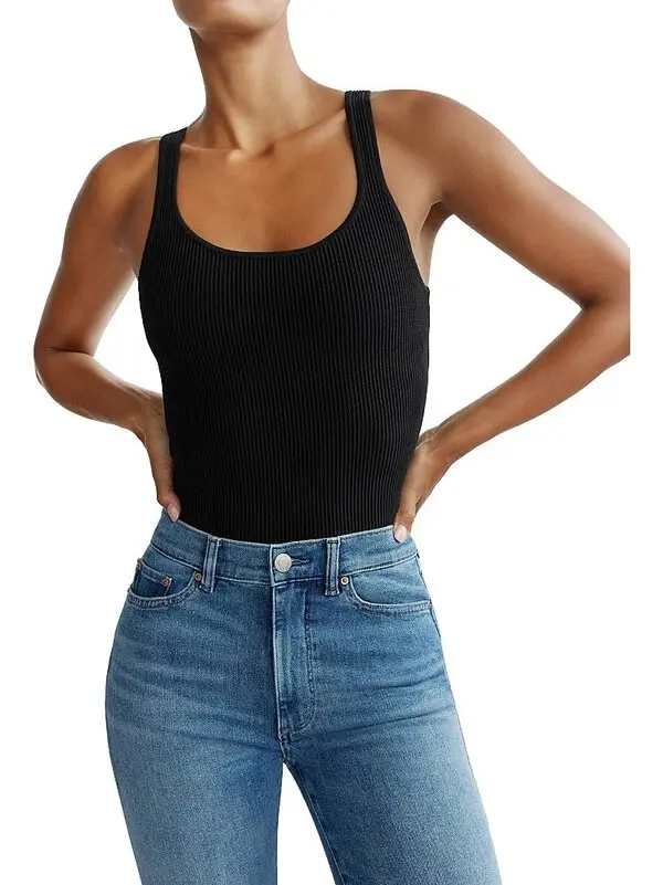 DL1961 Instasculpt Ribbed Tank Top - Black