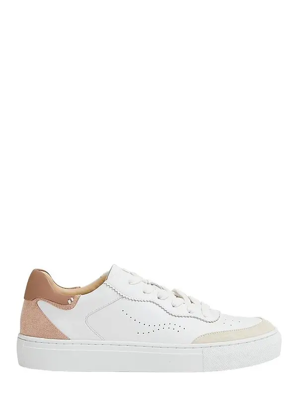 REISS Low Top Trainer Sneakers - White/nude