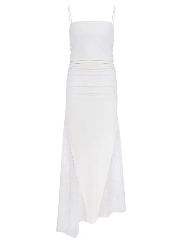 Ila Elle Sequin-paneled Jersey Midi Dress - White