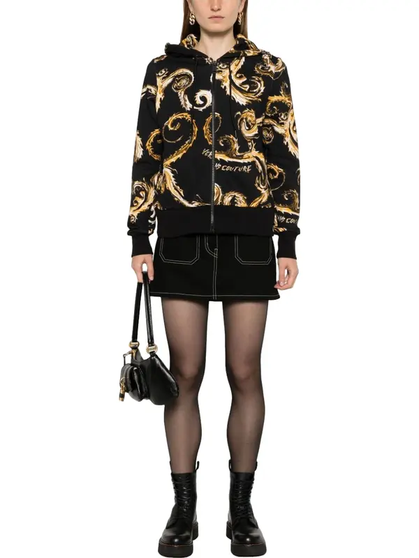 Versace Barocco-print Hoodie - Black