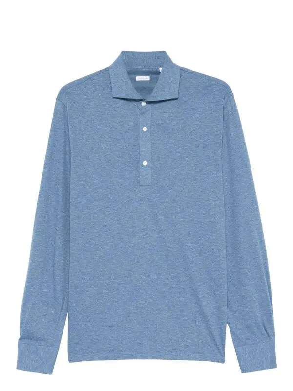 ORIAN Mélange-effect Polo Shirt - Blue