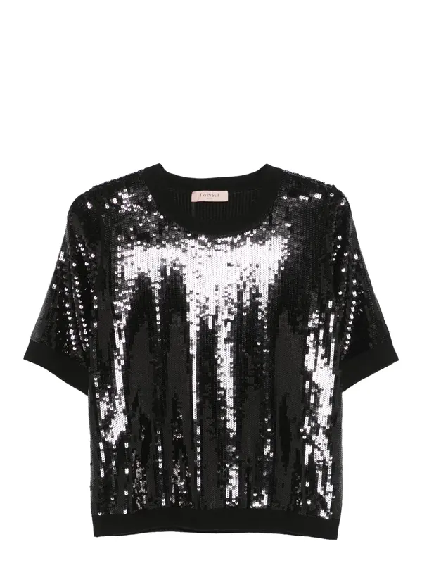 TWINSET Sequinned Top - Black