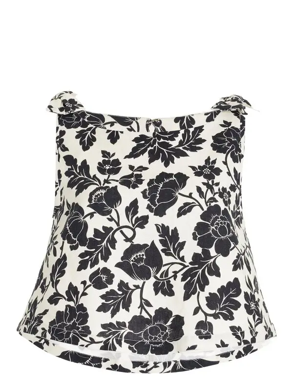 Posse Romeo Floral Linen Top - Black
