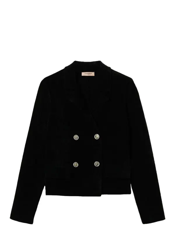 TWINSET Knitted Double-breasted Blazer - Black