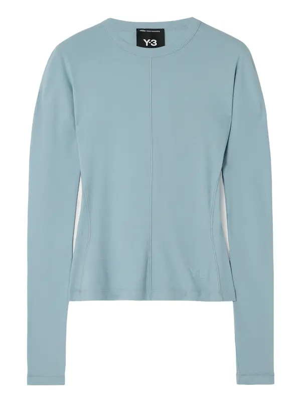 ADIDAS ORIGINALS Y-3 Paneled Organic Cotton-jersey T-shirt - Blue