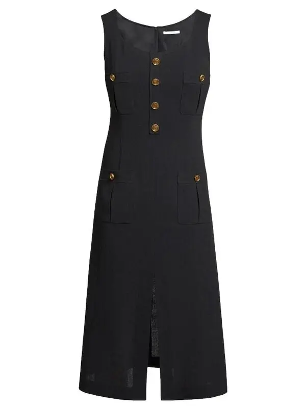 Santorelli Virgin Wool A-line Midi-dress - Black