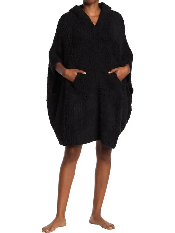 Barefoot Dreams Cozychic® Ribbed Hooded Poncho - Black