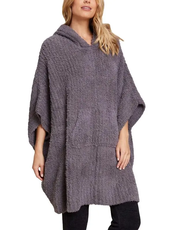 Barefoot Dreams Cozychic® Ribbed Hooded Poncho - Carbon