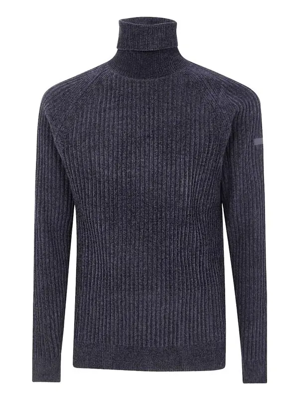 RRD Velvet Rave Ribbed Knit Roll-neck Sweater - Black