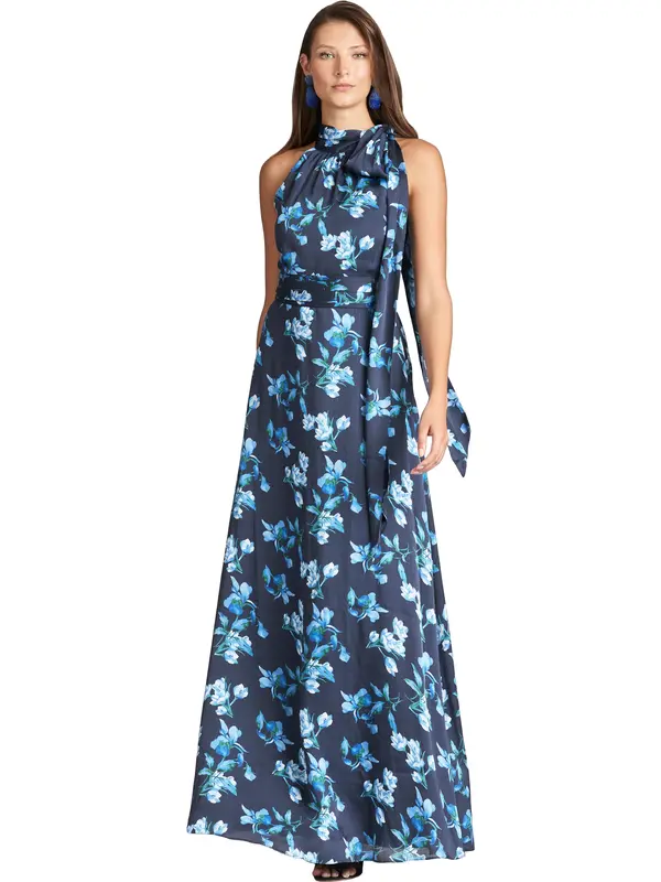 Sachin & Babi Kayla Printed Georgette Gown - Poseidon Venetian Petal