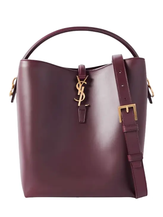 Saint Laurent Le 37 Leather Bucket Bag - Burgundy