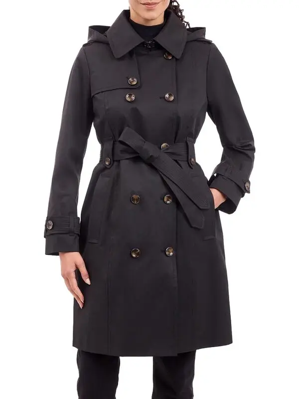 London Fog Cotton Blend Trench Coat - Black