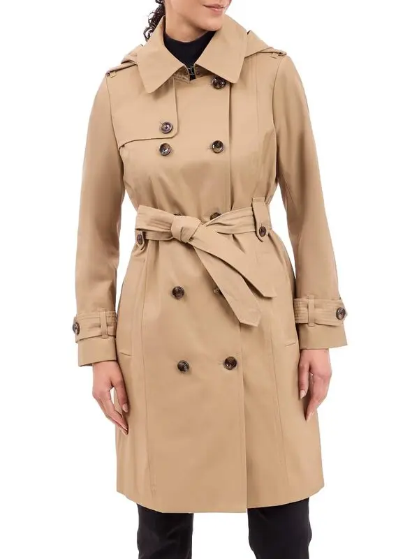 London Fog Cotton Blend Trench Coat - British Khaki