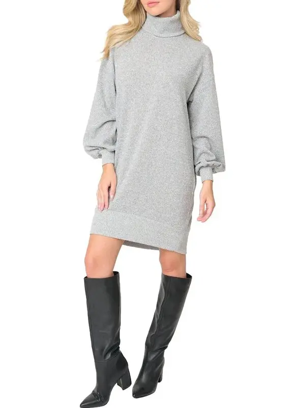 GIBSONLOOK Long Sleeve Sweater Dress - Heather Grey