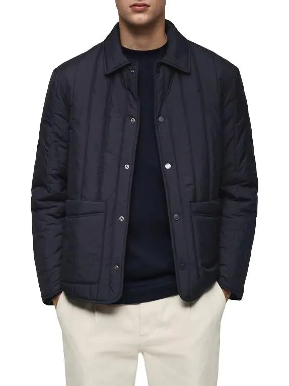Mango Quilted Water Repellent Jacket - Dark Navy