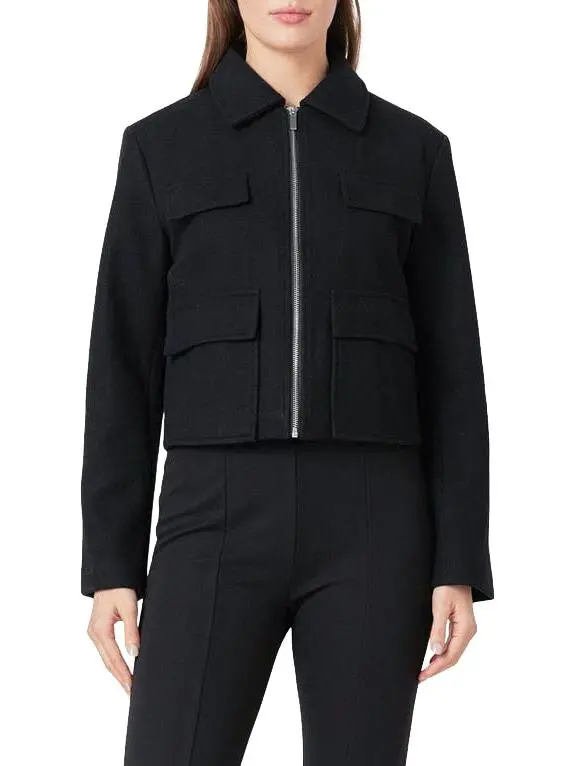 Endless Rose Zip-up Jacket - Black