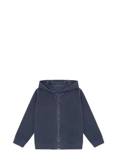 VILD HOUSE OF LITTLE Organic Cotton Zip-up Hoodie - Blue Stone-palmetto Plant Dye