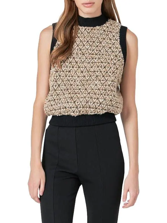Endless Rose Sequined Tweed Vest - Brown Multi