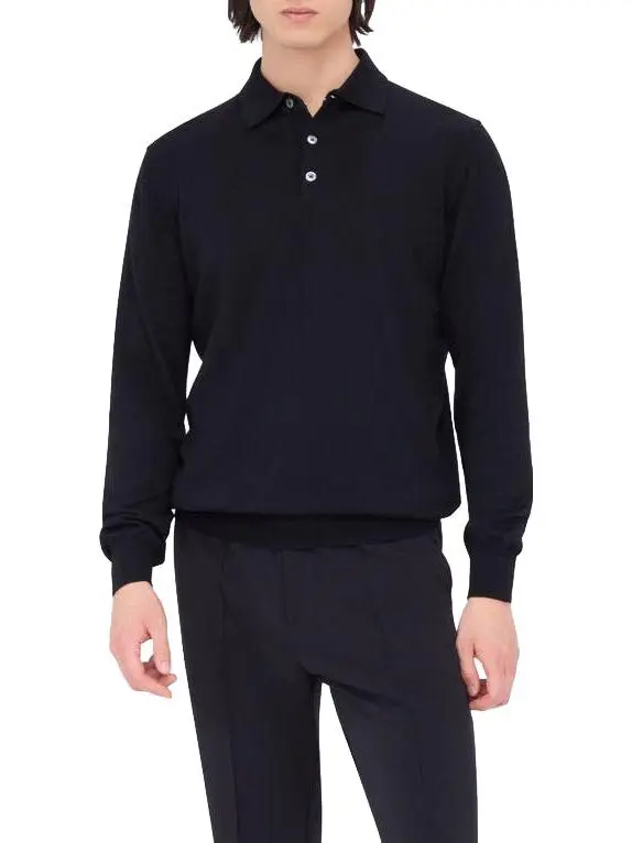 Bugatchi Merino Wool Polo Sweater - Black