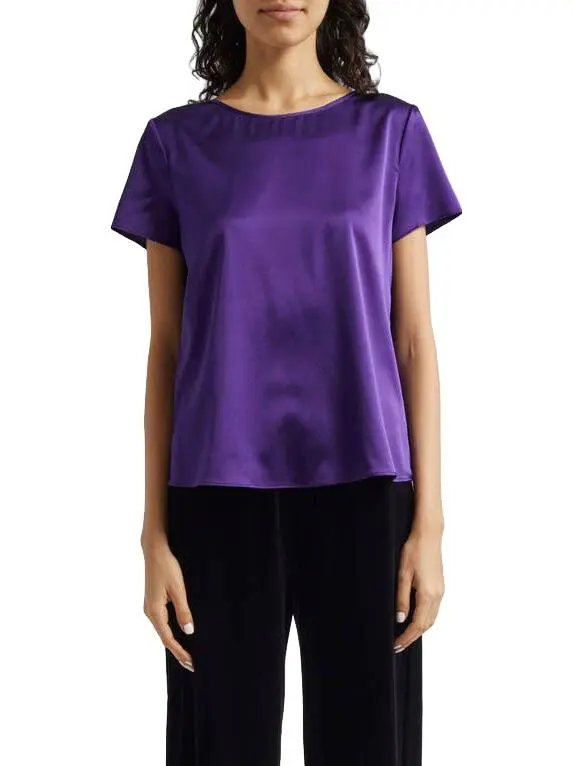 Emporio Armani Silk Satin T-shirt - Solid Dark Purple