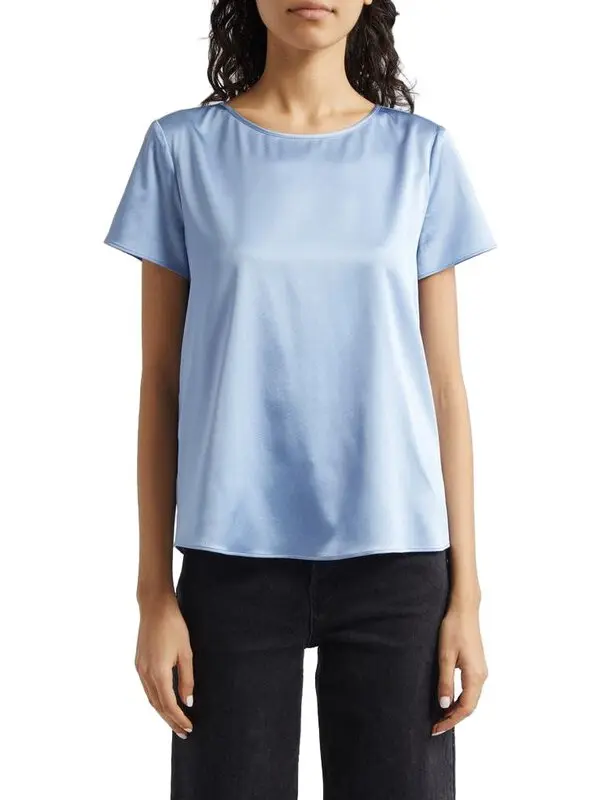 Emporio Armani Silk Satin T-shirt - Solid Light/ Pastel Blue